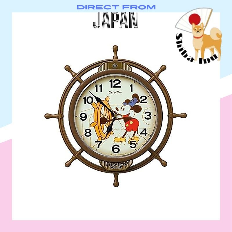 Seiko Clock Disney Mickey Mouse Wall Clock Radio Analog Pendulum Brown ...