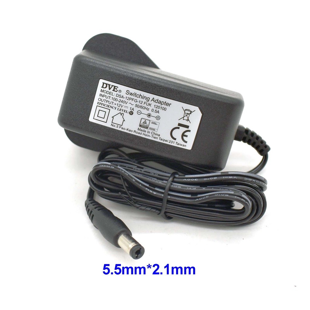 A2 DVE 12V 1A 5.5mm x 2.1mm Switching Power Supply Adapter DC 3pin Wall ...