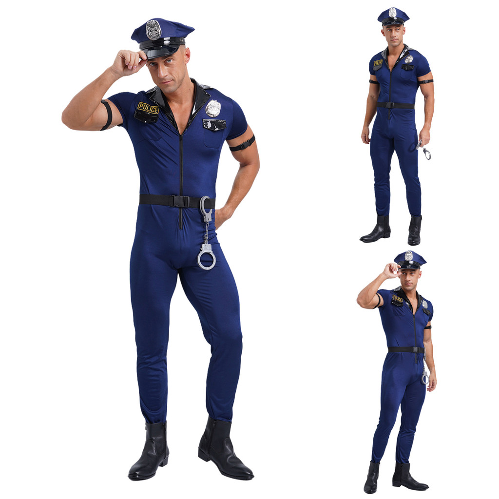 hj - dlm - wy - Mens Police Cosplay Halloween Costume Front Zipper ...