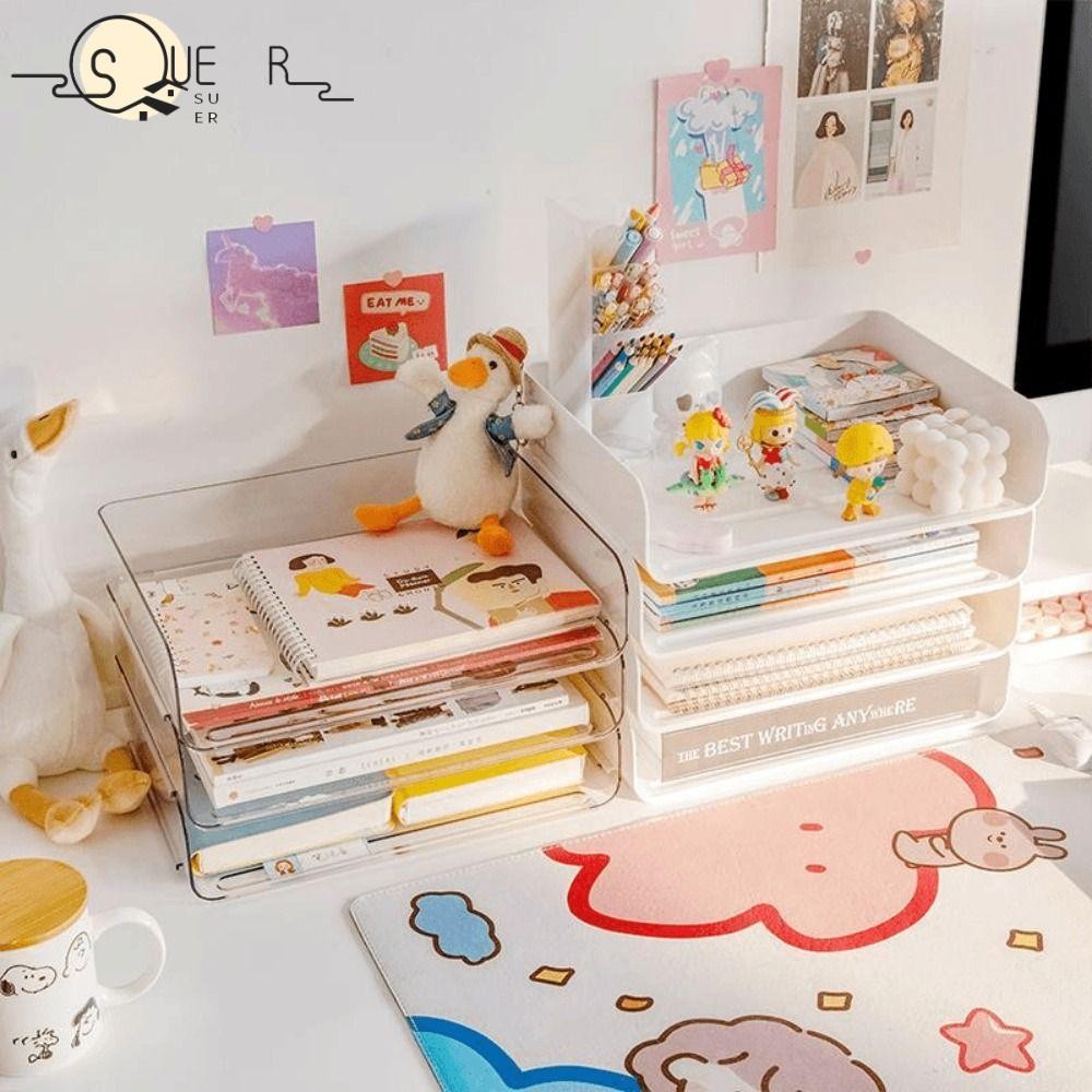 SUEREN A4 Document Paper Organizer, Transparent Stackable Desktop File ...