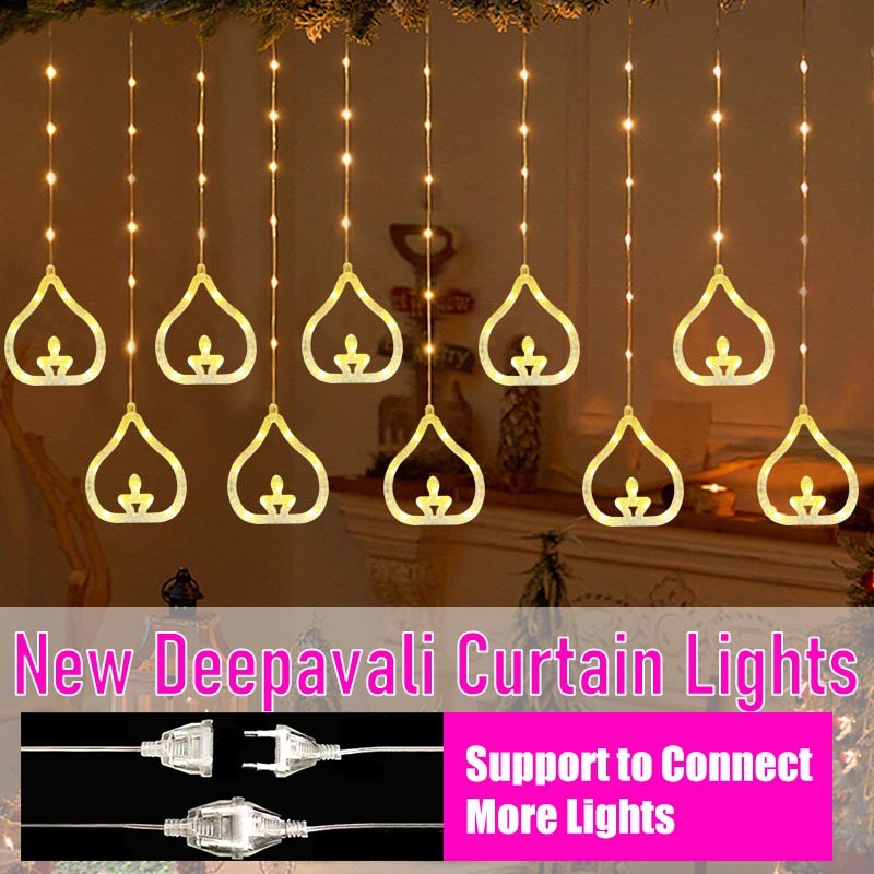 New Deepavali LED Curtain Lights Diwali Festival Decoration Waterproof ...