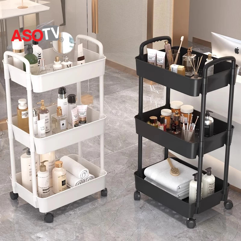 3 / 4 Tier Trolley Storage Rack Wheels Wide Slim Bathroom Kitchen ...
