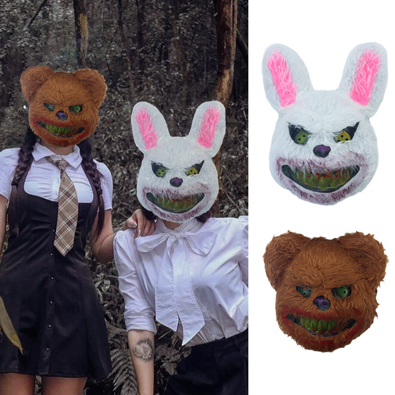 Halloween Horror Plush Rabbit Mask Haunted House NPC Dress Up Script ...