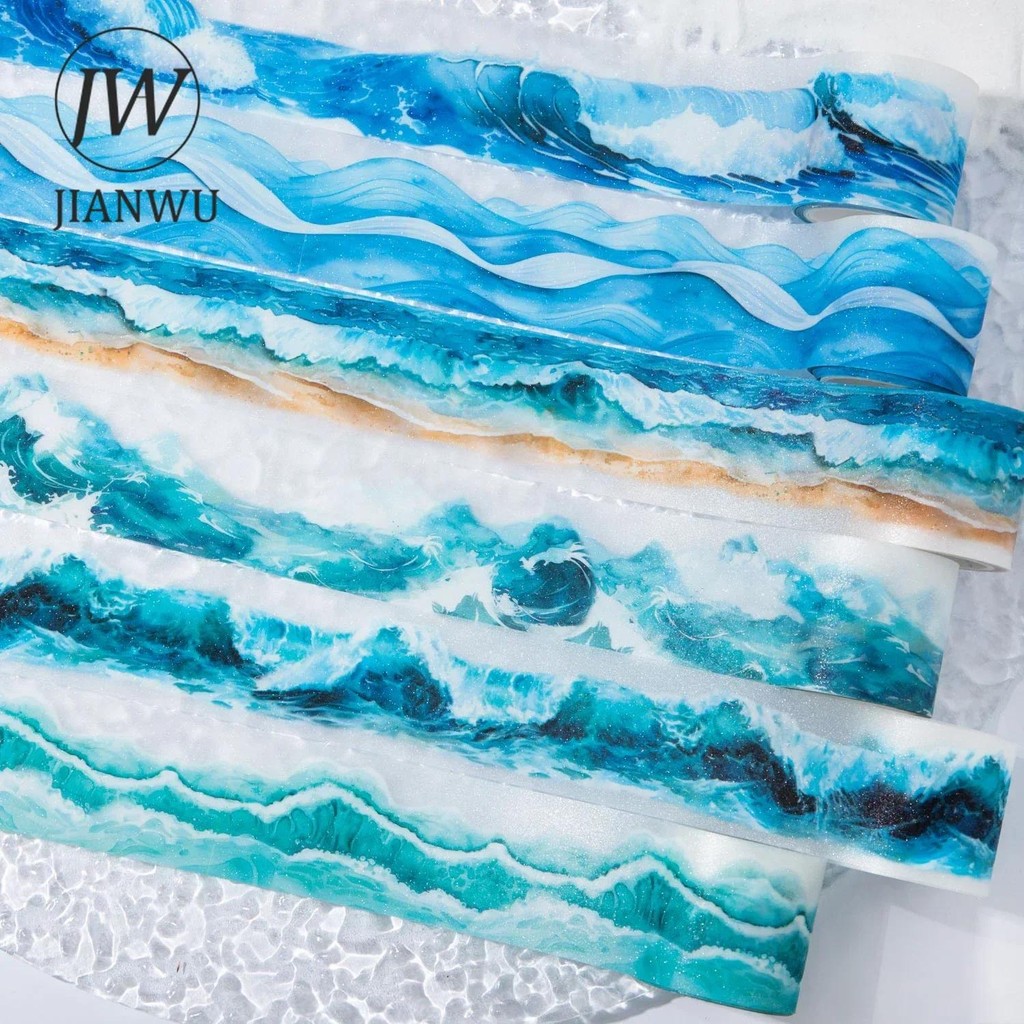 JIANWU 40mm*200cm Wave Flower One By One Series Vintage Landscaping Material Collage PET Tape ...