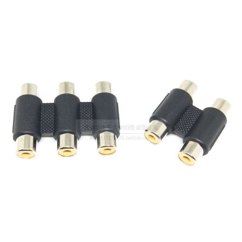 Av Straight Head Plug 1/2/3RCA Lotus Butt Connector Female to Female ...