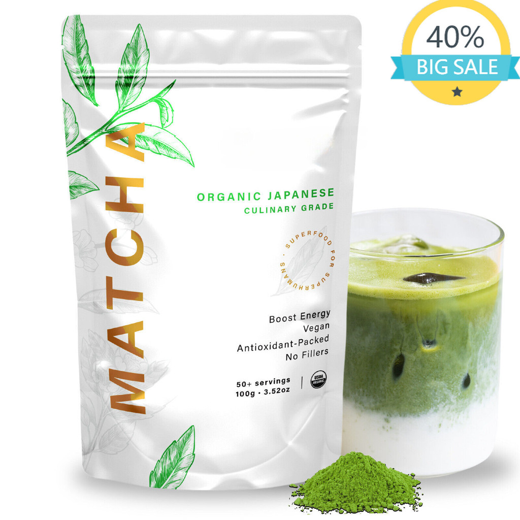 Premium Organic Matcha Green Tea Powder for Lattes, Baking & Drinks ...