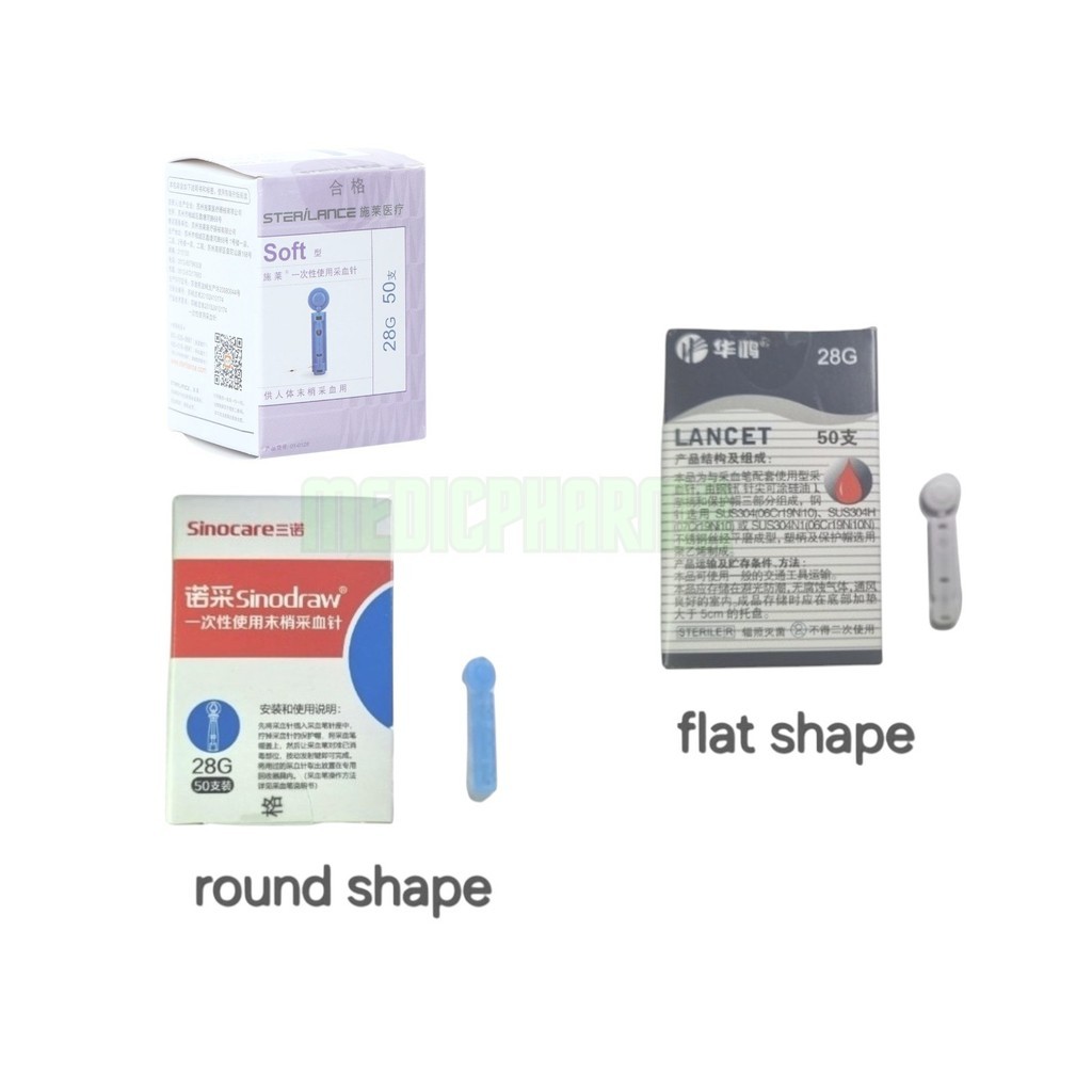 Blood Lancet / Jarum : Round / Flat - 50pcs | Shopee Malaysia