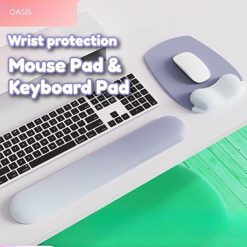 NEW Silicone Mouse Pad Wrist Cushion & Keyboard Wrist Rest Memory Foam ...