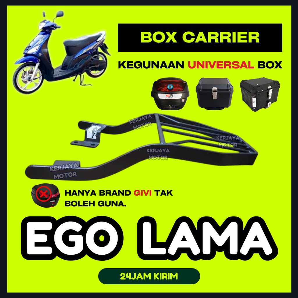 YAMAHA EGO FIRST MODEL REAR BOX MONORACK BOX CARRIER BRACKET KAKI HEAVY DUTY PVC KOTAK BESI ...