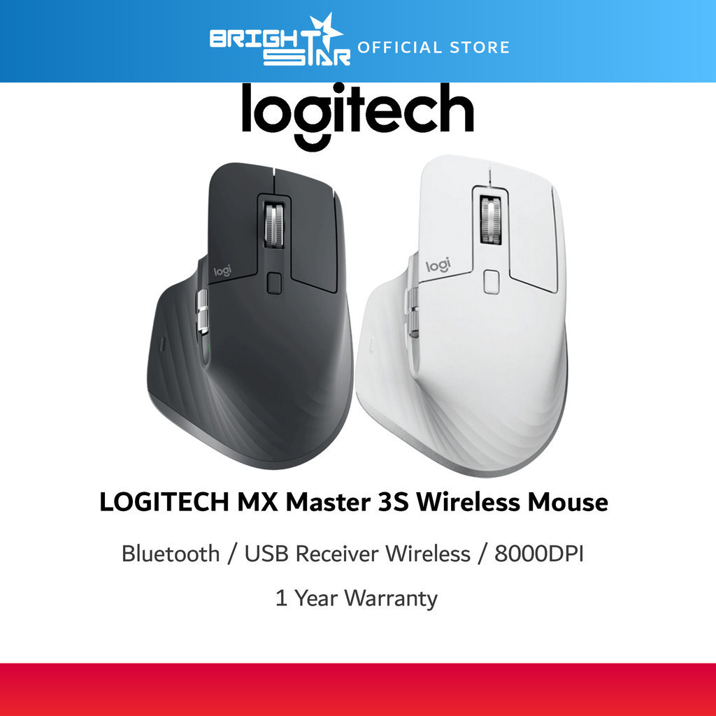 LOGITECH MX Master 3S Wireless Mouse (Graphite, Pale Grey) | Shopee ...