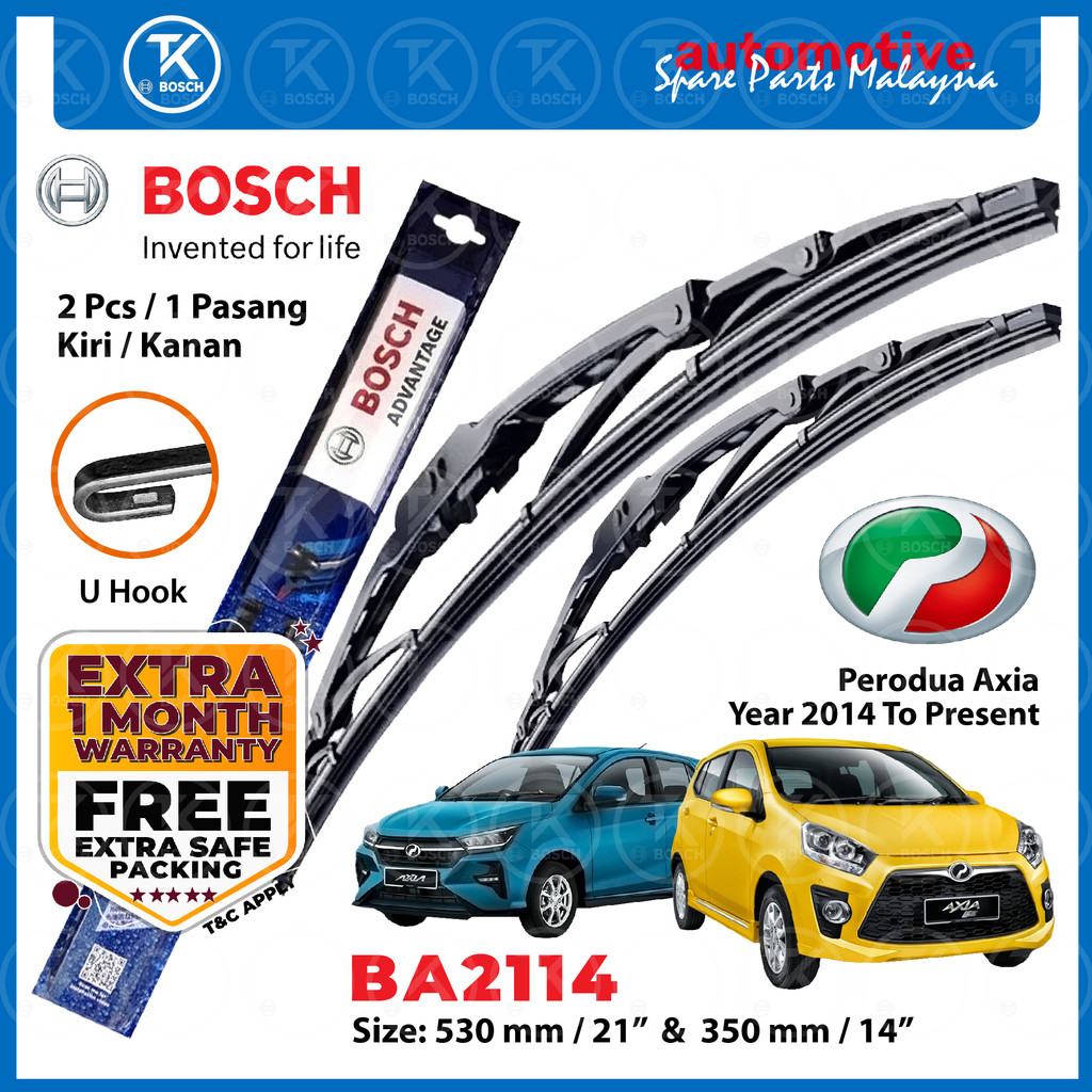 Perodua Axia Car Windscreen Front Wiper Size 21" & 14" (1 Pair) Bosch ...