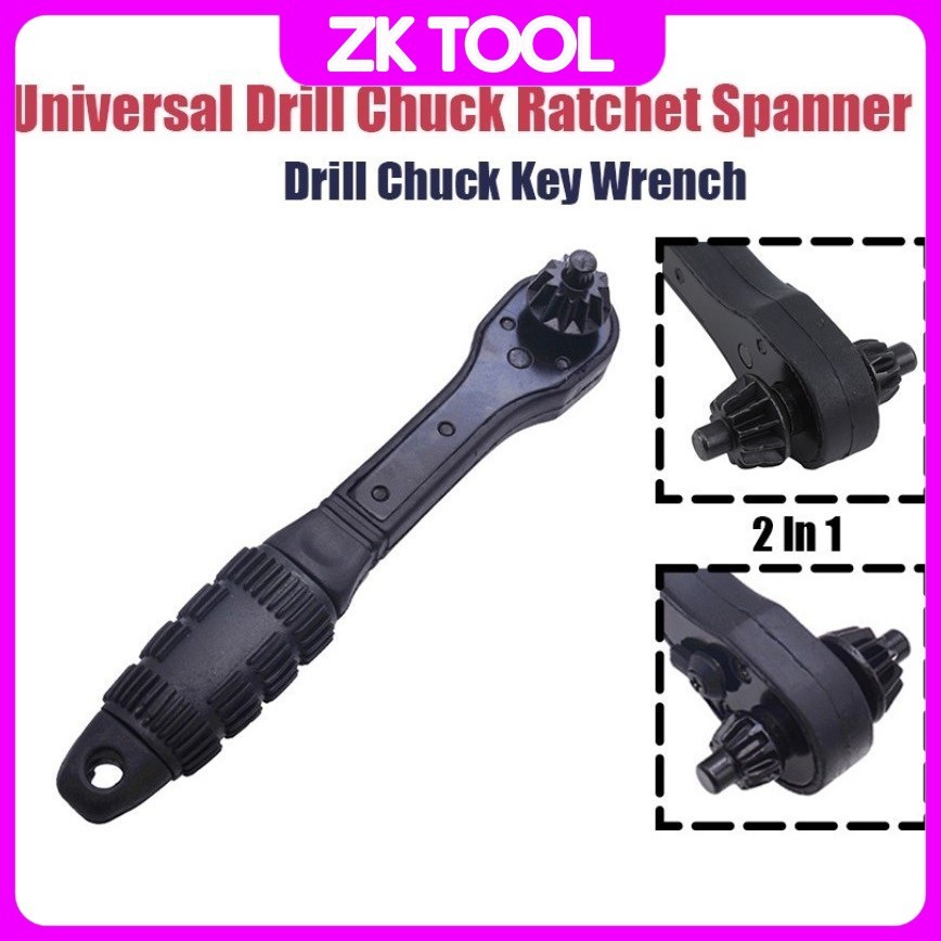 ZKT 2 in 1 Drill Chuck Key Ratchet Spanner Wrench Hand Drill Chuck Key ...