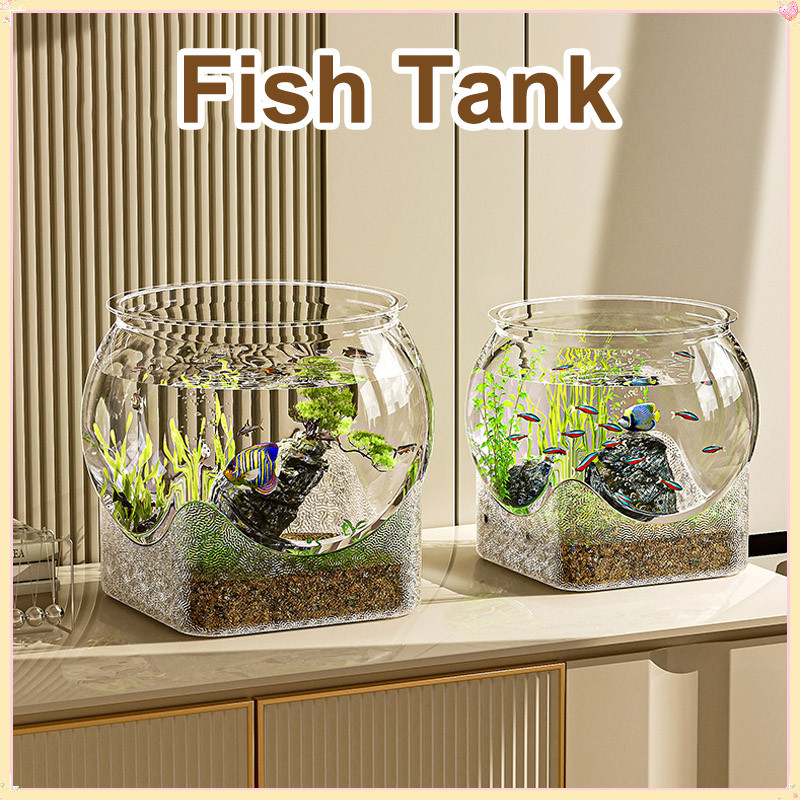 Fish Bowl PET Aquarium Tanks Transparent Round Fish Tank Ecological ...