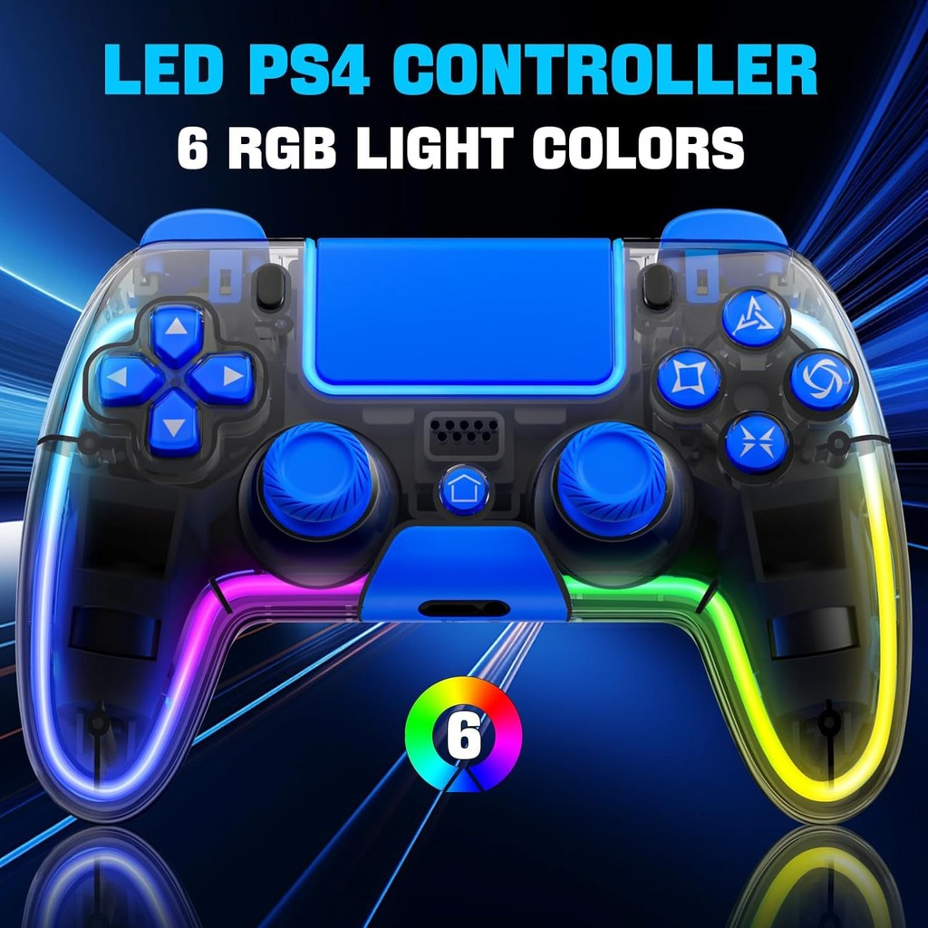 Pengawal Permainan PS4 Dual Hall P4 Bluetooth Wayarles RGB Cahaya ...