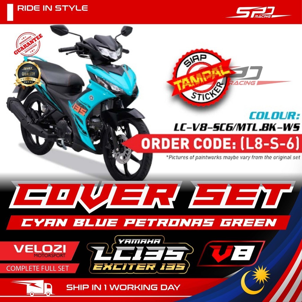 LCV8 Cover Set Original VELOZI Sticker Tanam PNP For YAMAHA LC135 V8 ...