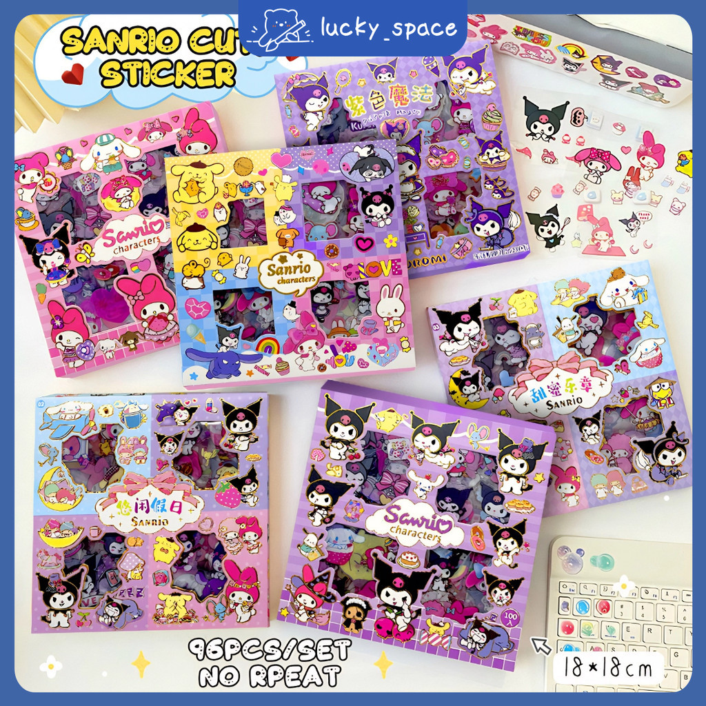 96pcs Kuromi Sticker Set Kids DIY Gift Box Girls Sanrio cartoon Cute ...