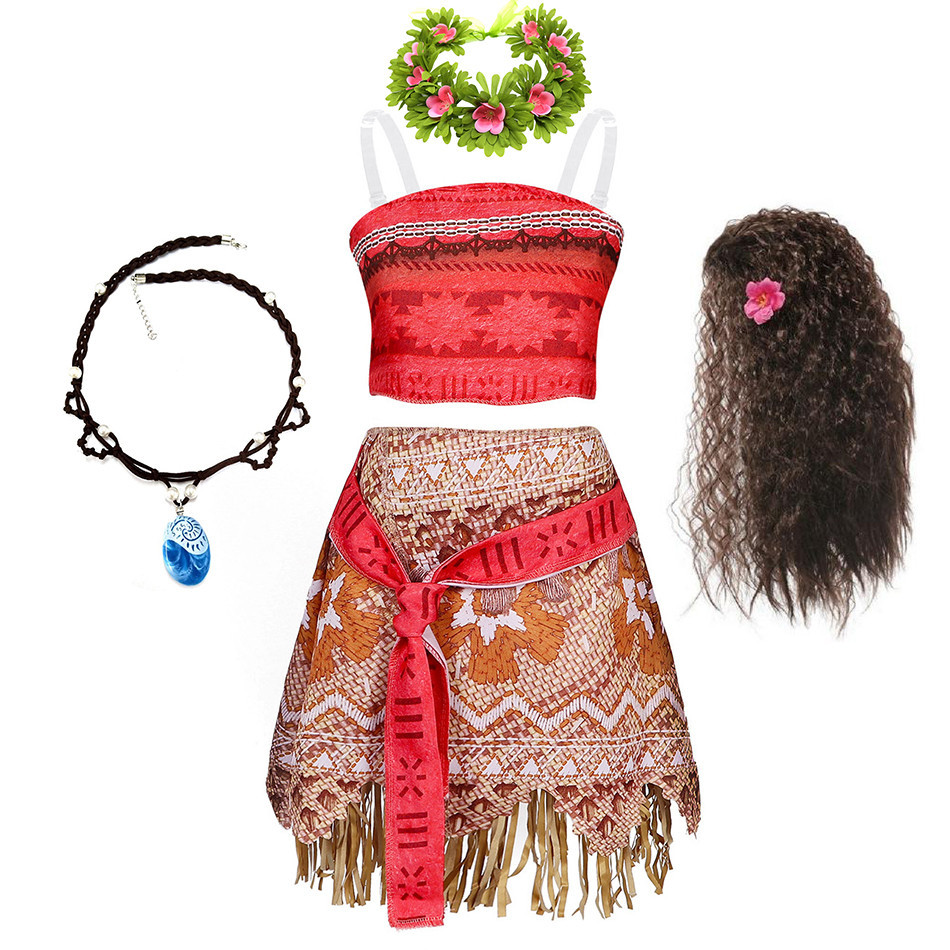 Moana Costume Girls Cosplay Princess Dresses Children Vaiana Clothes ...