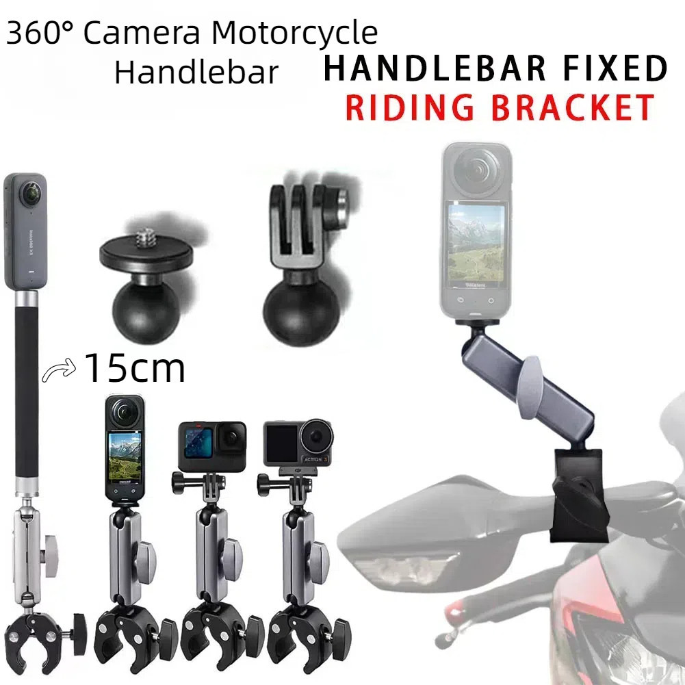 360° Camera Motorcycle Handlebar Mount Selfie Stick Bicycle Monopod for ...