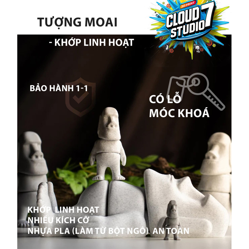 MOAI statue has flexible joints to make keychains of many sizes ...