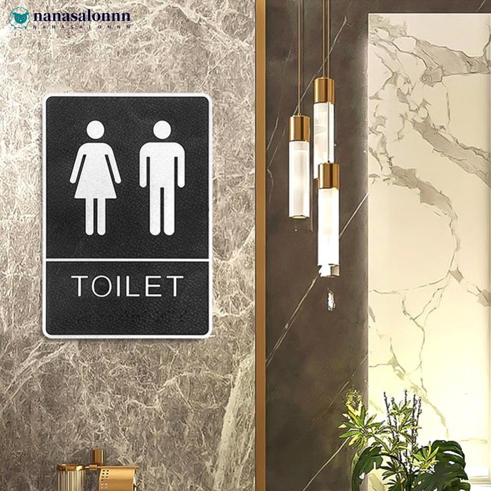 NANASALONNN Bathroom Acrylic Label Self-adhesive Wall Mounted Toilet ...