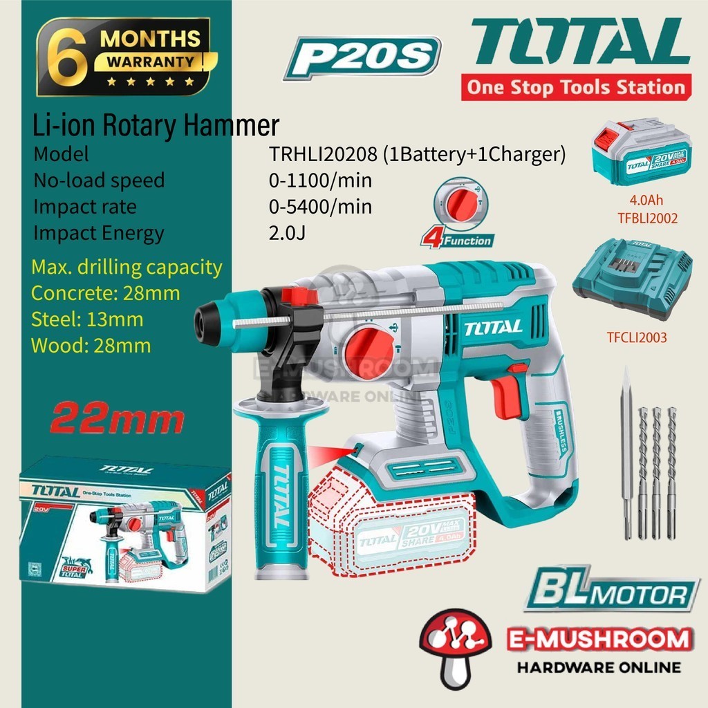 Total TRHLI20208 Li-ion Rotary Hammer 20V | Shopee Malaysia
