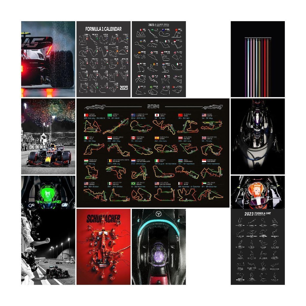 Poster Kalendar Perlumbaan F1 2023 - Peta Litar Dunia Koleksi Alam ...