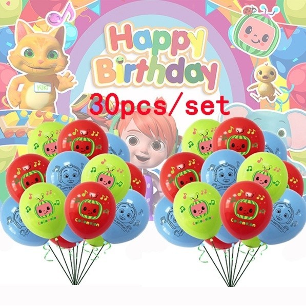 30pcs Cocomelon Latex boy birthday Balloons Happy Birthday Party ...