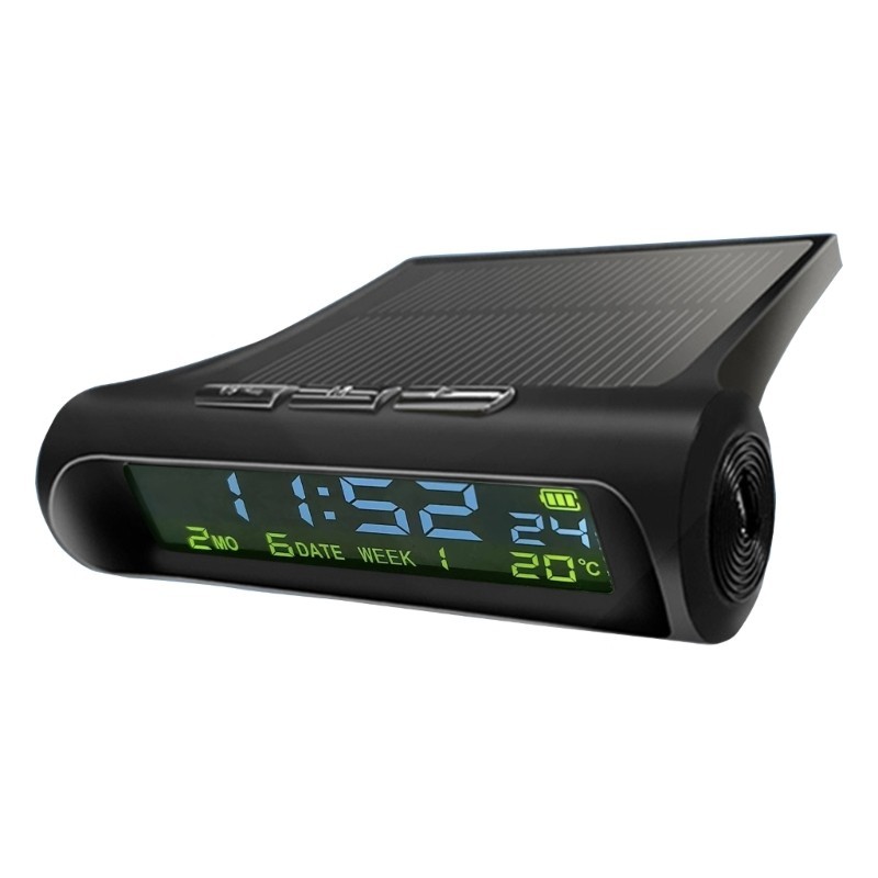 W* Solar Car Clocks For Dashboard Digital LCD Clock Date Week ...