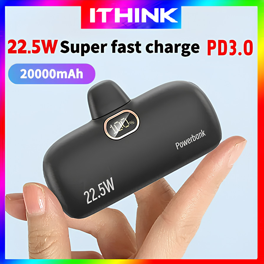20000mAh Portable Capsule Powerbank PD 22.5W Fast Charging Emergency ...