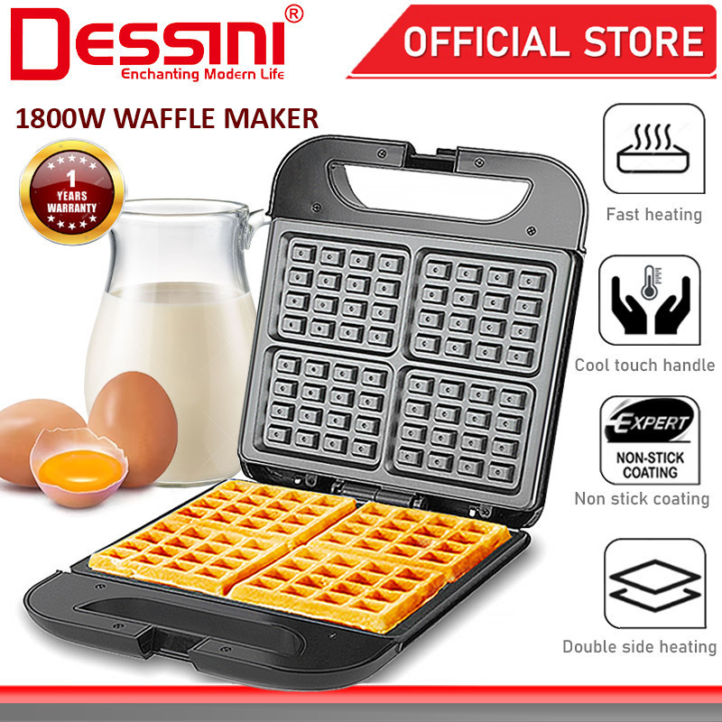 DESSINI ITALY Double Sided Electric Waffle Maker Pizza Panini Cake ...