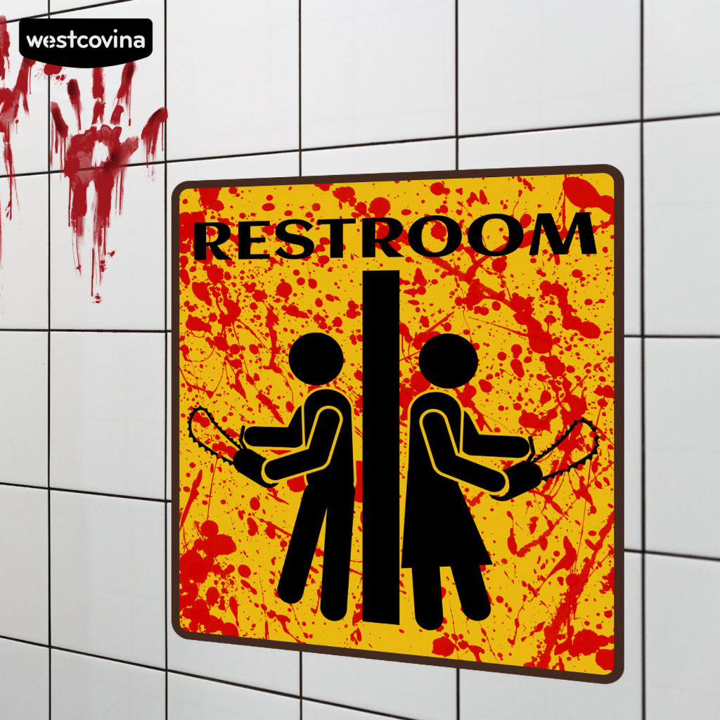 Pvc Restroom Sign Sticker Restroom Sign Decoration Decal Spooky ...