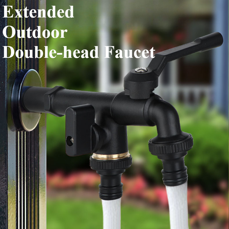 Extended Outdoor Double-head Faucet, Garden Courtyard Antifreeze One-in ...