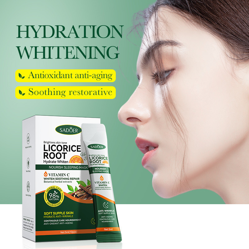 ROREC SADOER Licorice Root Hydrate Whiten Nourish Sleeping Mask Vitamin C Whitening Soothing ...