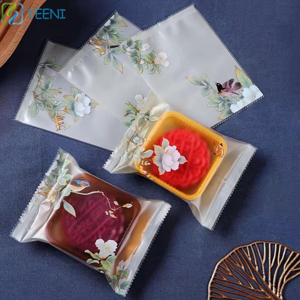 TEENI 100pcs Mooncake Packing Bag, Transparent Matte Texture Cookies ...