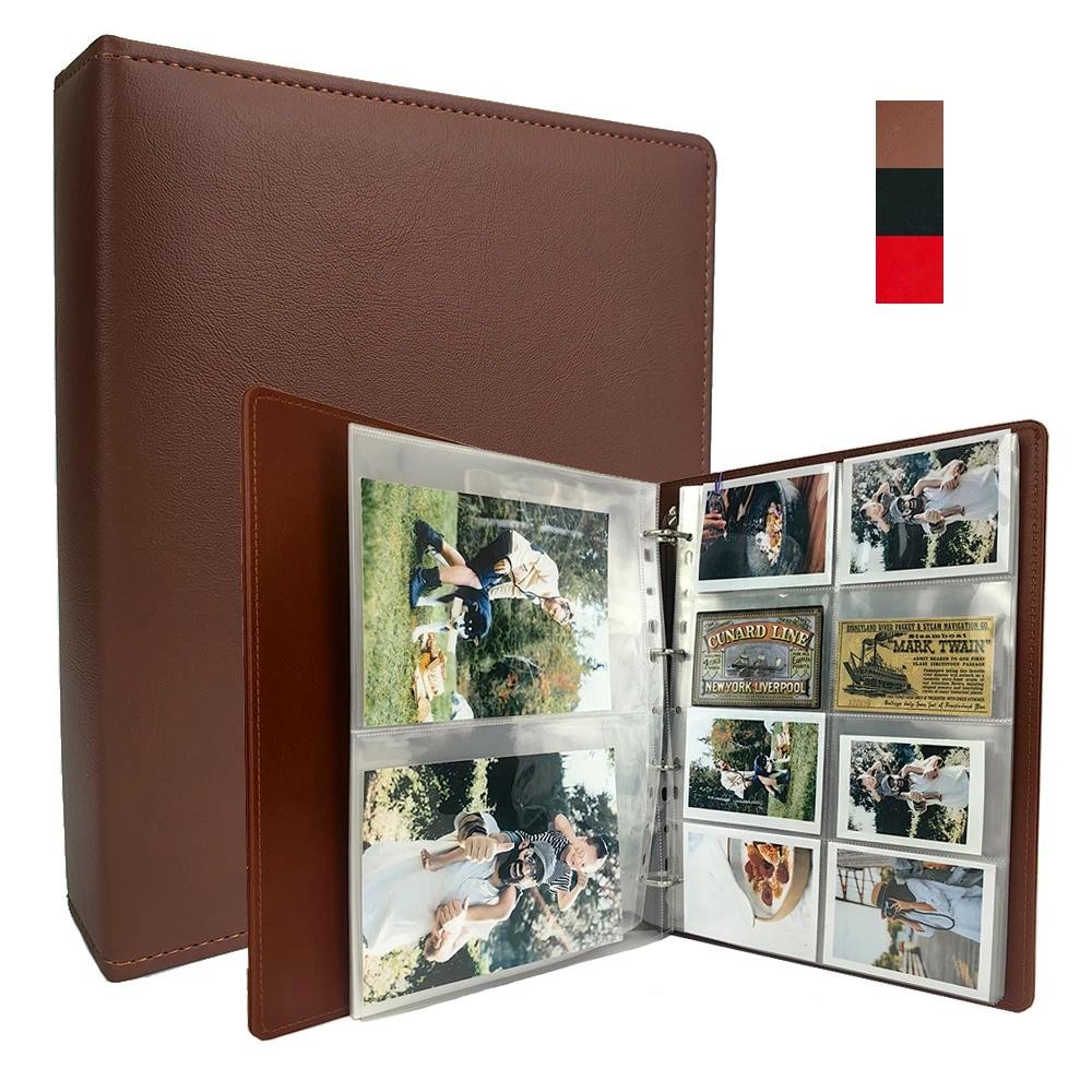 PLRBOK A4 4-ring High-end PU Leather Binder Replaceable Photo Album ...