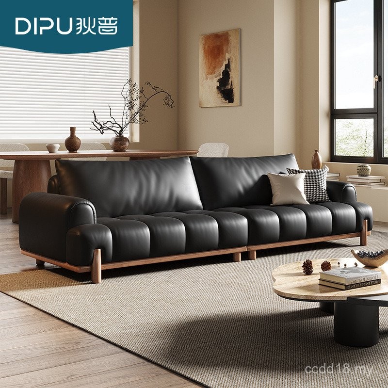 Dipu Itali minimalis 2024 sofa kulit baru pangsapuri kecil ruang tamu ...