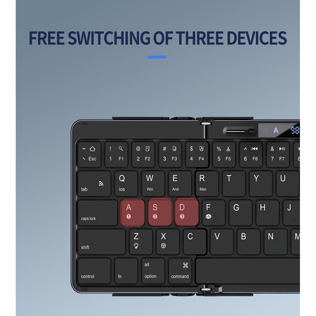 Jomaa RGB Backlight Bluetooth Foldable Keyboard with Battery Level ...