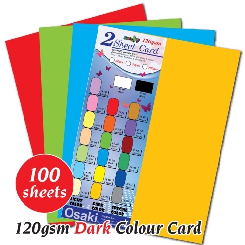 A4 120gsm 2 Sheet Card | Dark Colour | Colour Card | Color Card ...