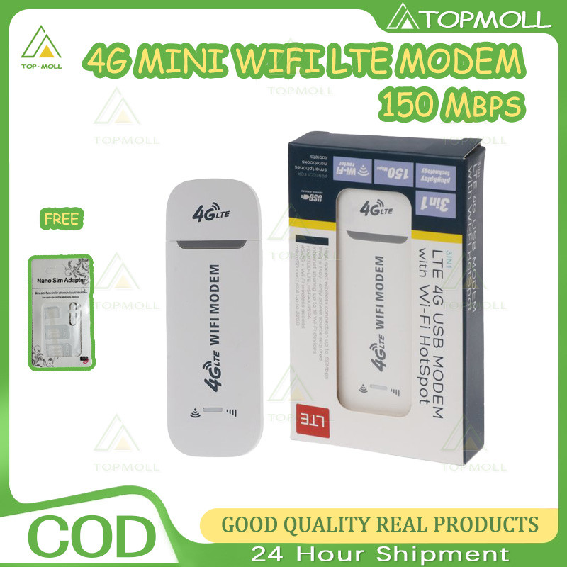 TOP MOLL 4G LTE USB Modem Wifi Mini Hotspot pocket 150Mbps WiFi Hotspot ...