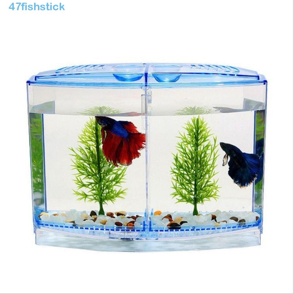 FISHSTICK Betta Fish Tank, Single/Double Grid with Water Grass Double ...