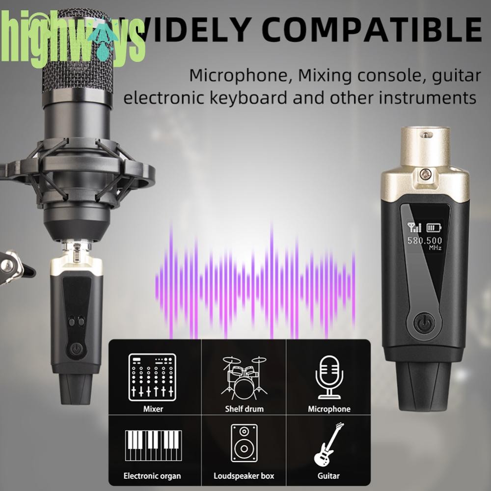 UHF Wireless Microphone System XLR Mic Converter Adapter 500-980MHz ...