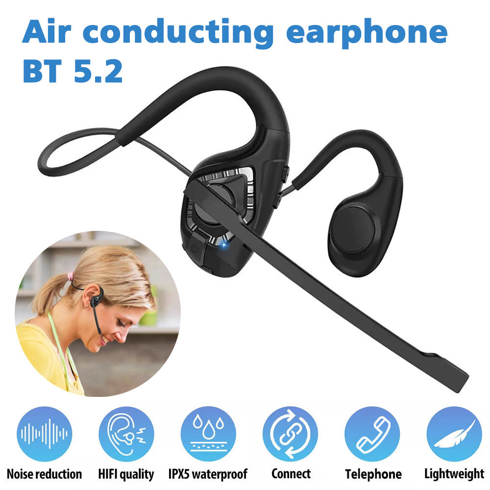 Open earphone with noise cancelling boom microphone lightweight ...