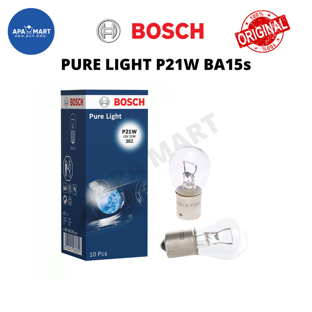 BOSCH Pure Light P21W BA15s (1 Leg) 12V 21W 382 Bulb Yellow Brake Light ...