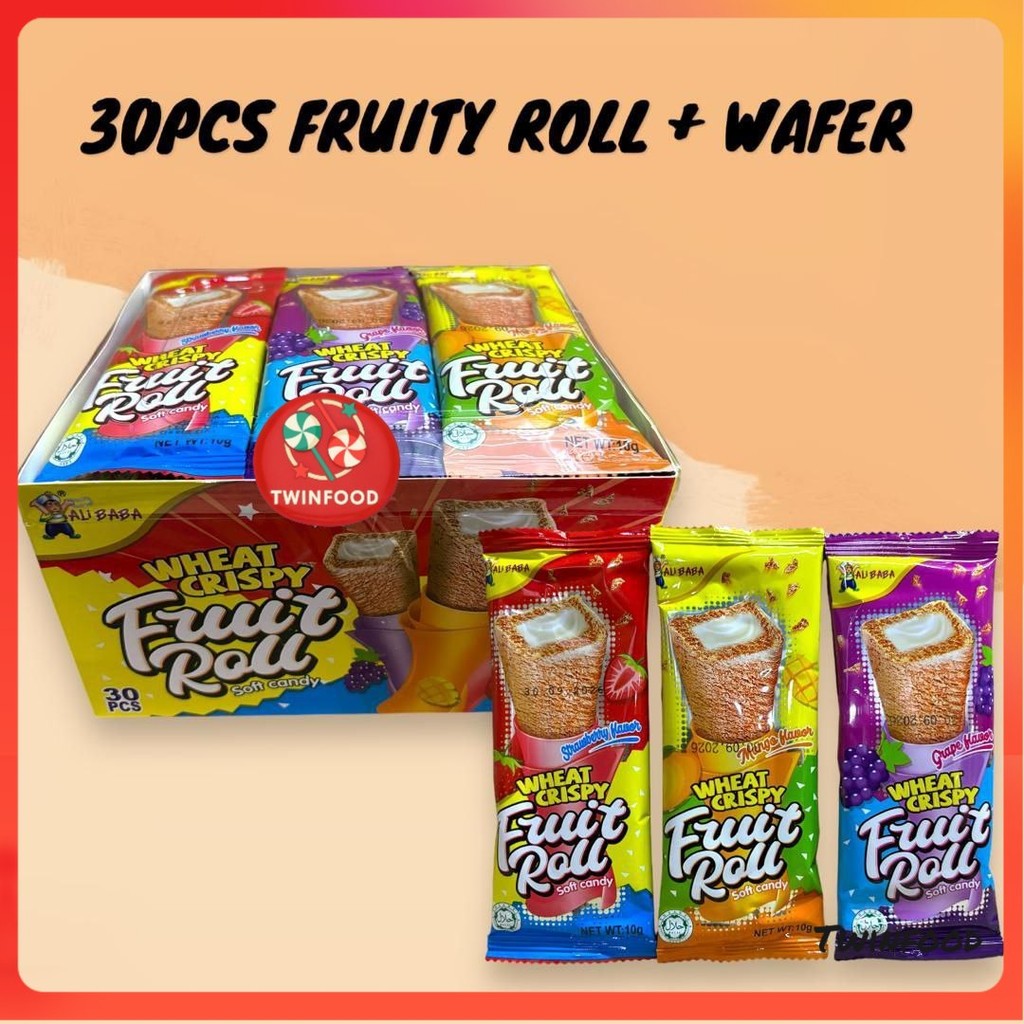 30pcs Ali Wheat Crispy Fruit Roll Deliciously soft gula Wafer | Shopee ...