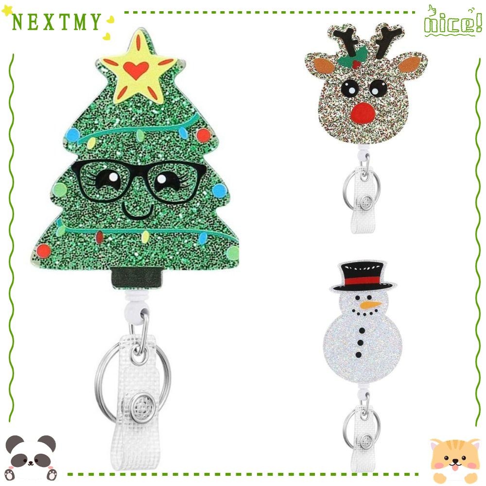 NEXTMY Retractable Nurse Badge, Christmas Tree Elk Snowman Christmas ...