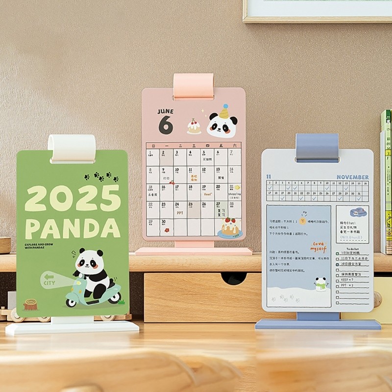love* 2025 Cartoon Panda Desk Calendar Lovely Animal Year Calendar ...