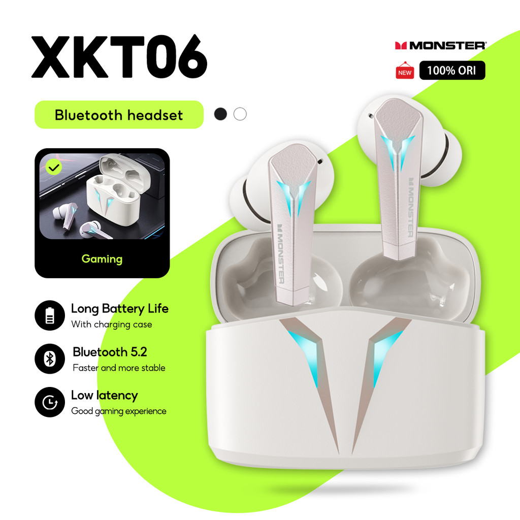 Monster XKT06 Bluetooth Earphone Wireless Gaming Hi-Fi Sound Quality ...