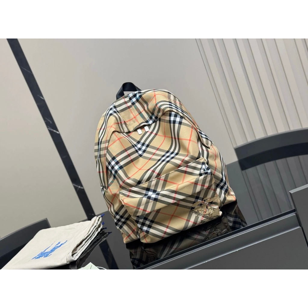 Burberry Plaid Backpack Warhorse Embroidered Backpack Men's Computer ...