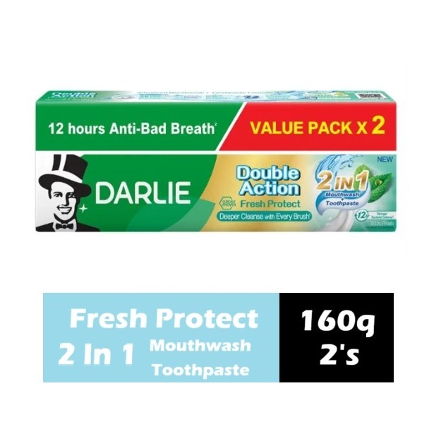 DARLIE Double Action Fresh Protect 2 IN 1 Mouthwash + Toothpaste 160G X ...