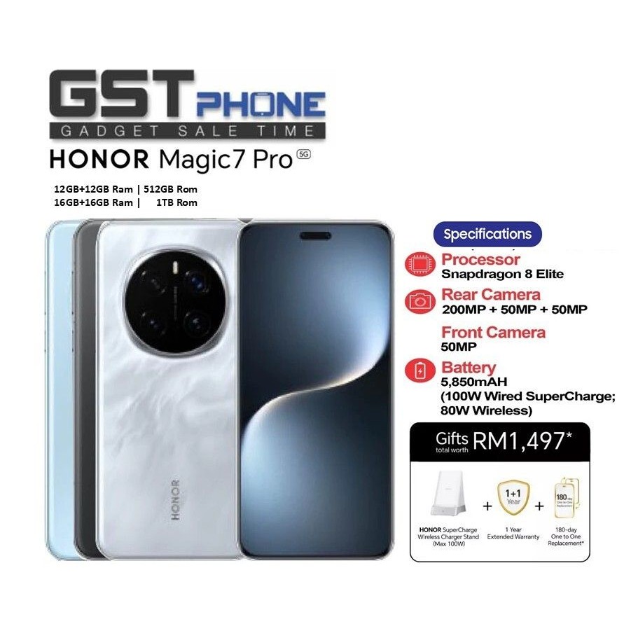 Honor Magic7 Pro 5G (12GB+12GB Ram+512GB Rom) (16GB+16GB Ram+1TB Rom) (Original Malaysia Set ...